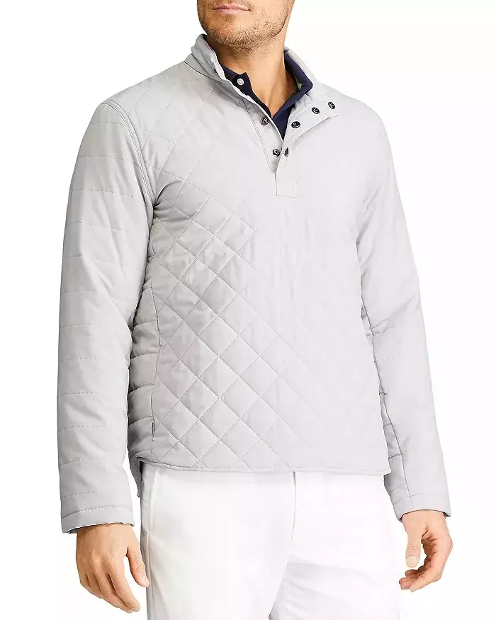 mens mock neck sweaters ralph lauren quilted pullover in gray