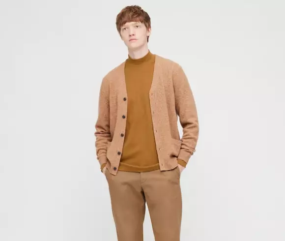 mock neck genser Uniqlo Soft Touch Mock Neck Langermet T-skjorte rust