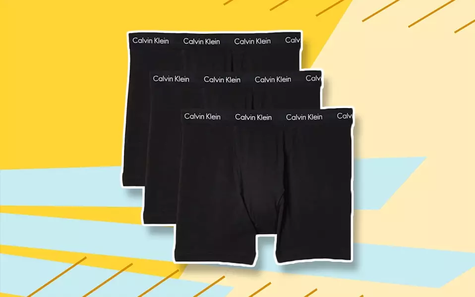 calvin klein boxers on yellow background