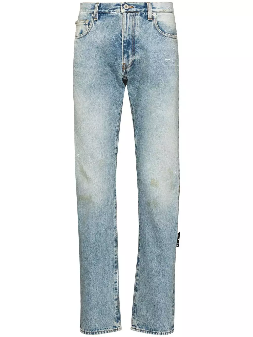 I-Off-White Logo-Print Slim-Cut Jeans