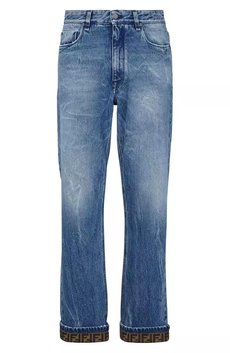 Fendi FF Juya Madaidaicin Kafar Jeans