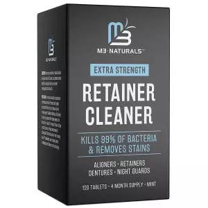 रिटेनर्स को कैसे साफ करें m3 नैचुरल रिटेनर और डेन्चर क्लीनर