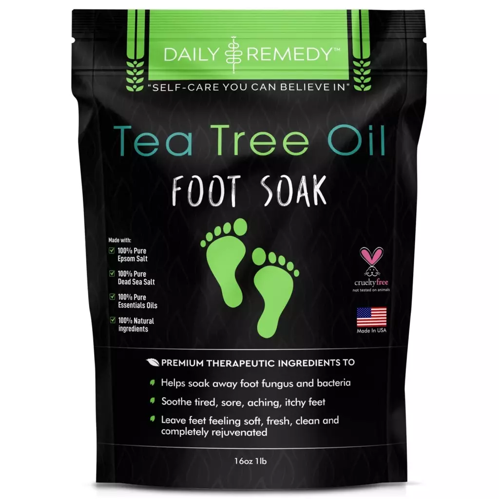 Epsom ලුණු සමග Tea Tree Oil Foot Soak, හොඳම මලල ක්‍රීඩිකාවන්ගේ පාද ක්‍රීම්