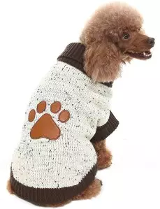 BINGPET Dog Turtleneck Sweater W/Brown Paw