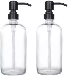dispensador de xabón de vidro de frasco de pinta, como ir sen plástico