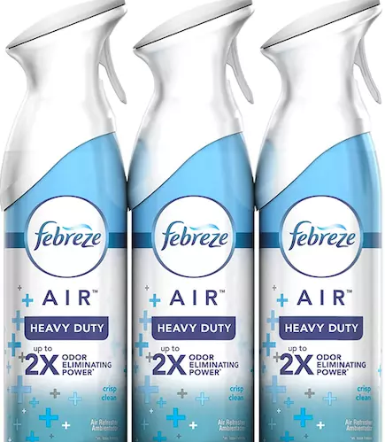 Febreze Crisp Clean Gaisa atsvaidzinātājs Heavy Duty Spray, labākais smaku likvidētājs mājām