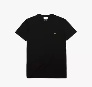 Lacoste T-shirt à col rond en jersey de coton Pima noir pour homme