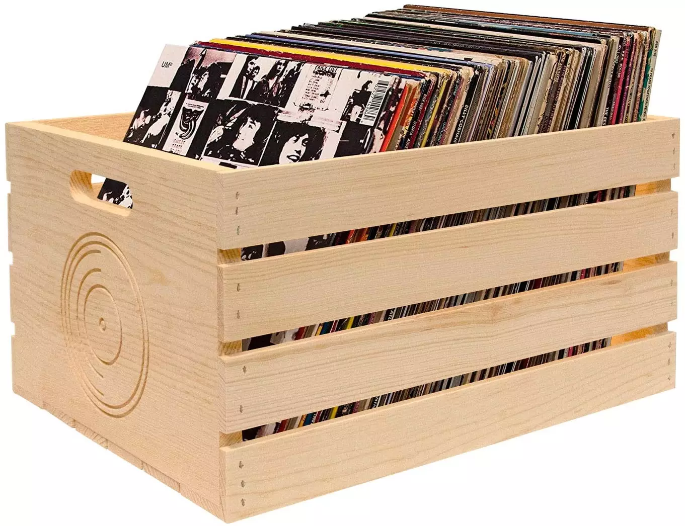 MPI Marketing Pine Storage Crate for LPs、ビニール アクセサリー、レコード プレーヤー アクセサリー