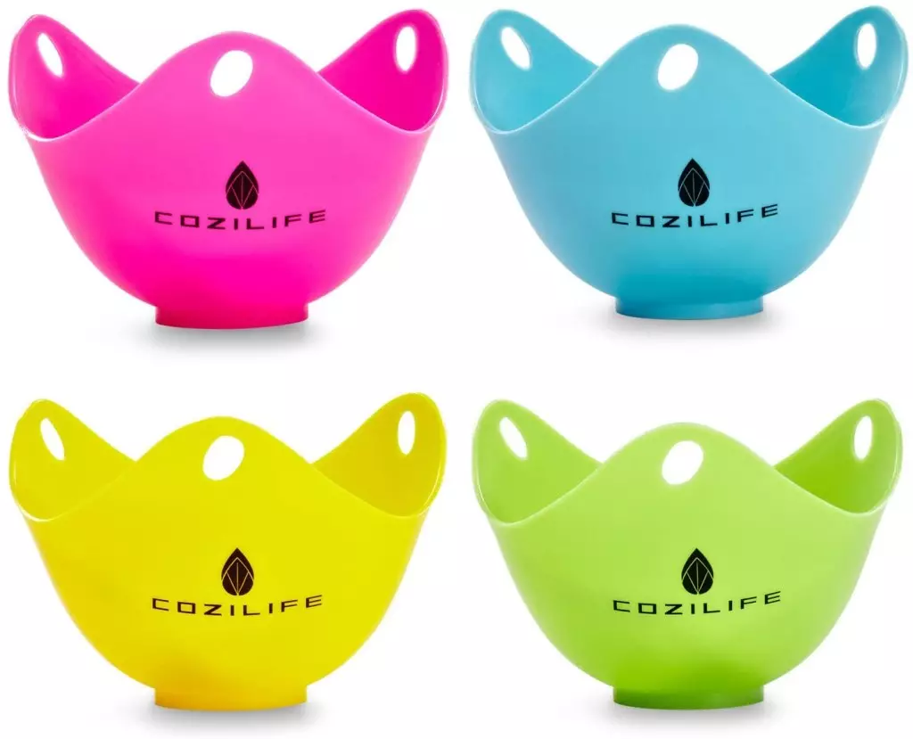 COZILIFE Silicone Egg Poaching Cups nga adunay Ring Standers