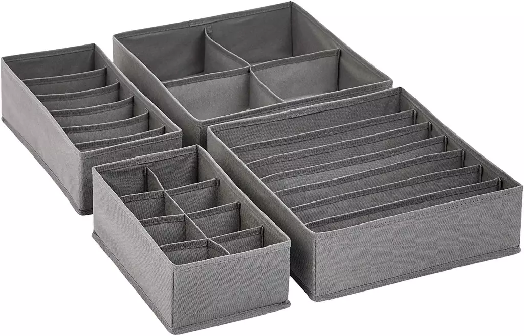 Organizador de almacenamento para caixóns de cómoda gris Amazon Basics