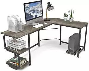 Teraves reverzibilni sto u obliku slova L sa policama, najbolji stolovi za kućnu kancelariju