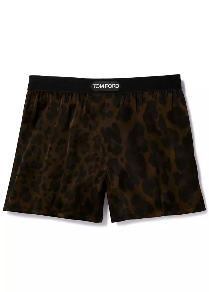 Men's Logo-Band Leopard Silk Boxers