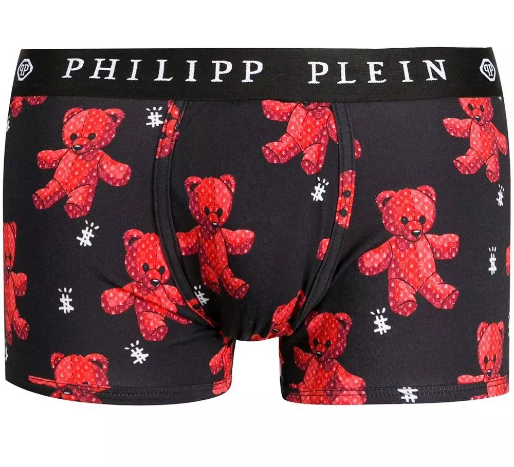 Philipp-Plein-Teddy-Bear-Print-kooban-Naqshadeeye ugu Wanaagsan Dharka hoose ee ragga