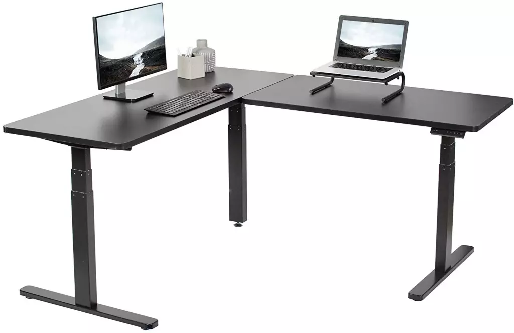 VIVO ปรับความสูงด้วยไฟฟ้า 67 x 60 นิ้ว เข้ามุม Stand Up Desk