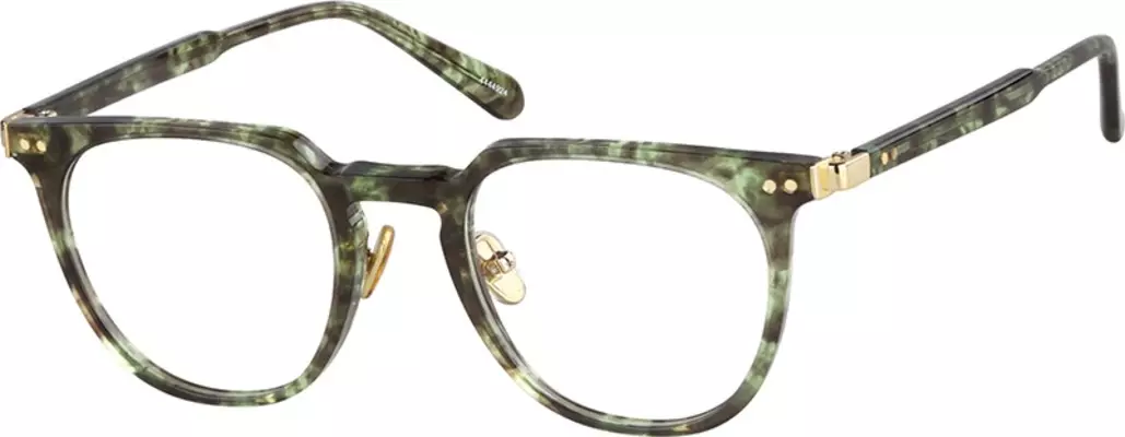 Kacamata bulat hijau lumut Optik Zenni, kacamata trendi untuk pria