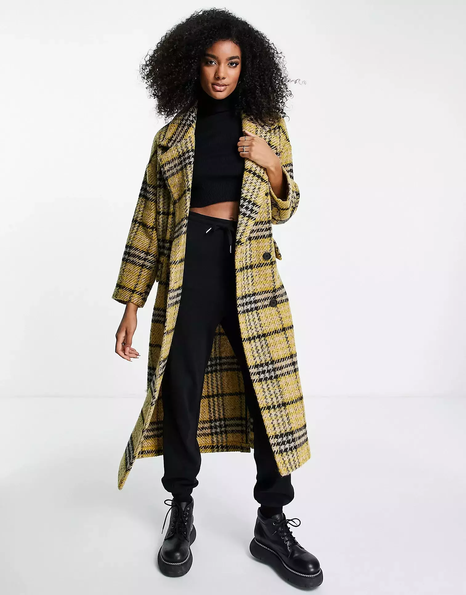 Topshop Oversized Check Long Coat