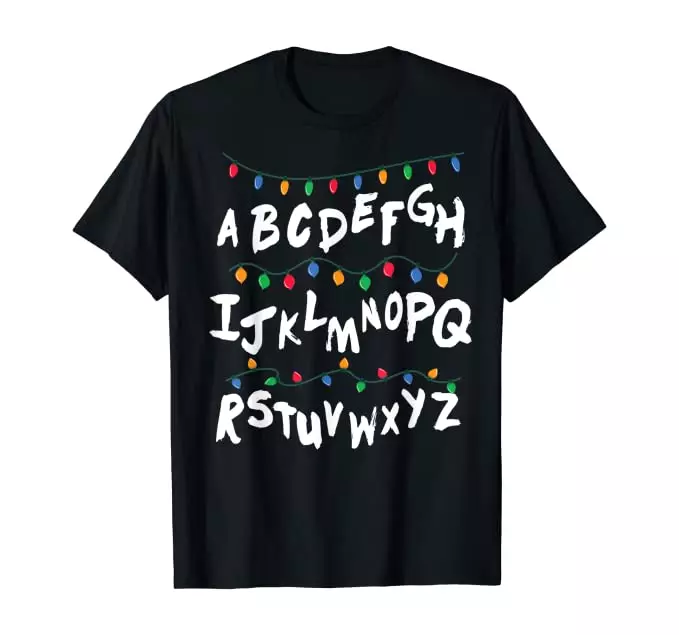 camiseta de Nadal do alfabeto de cousas estrañas de Halloween