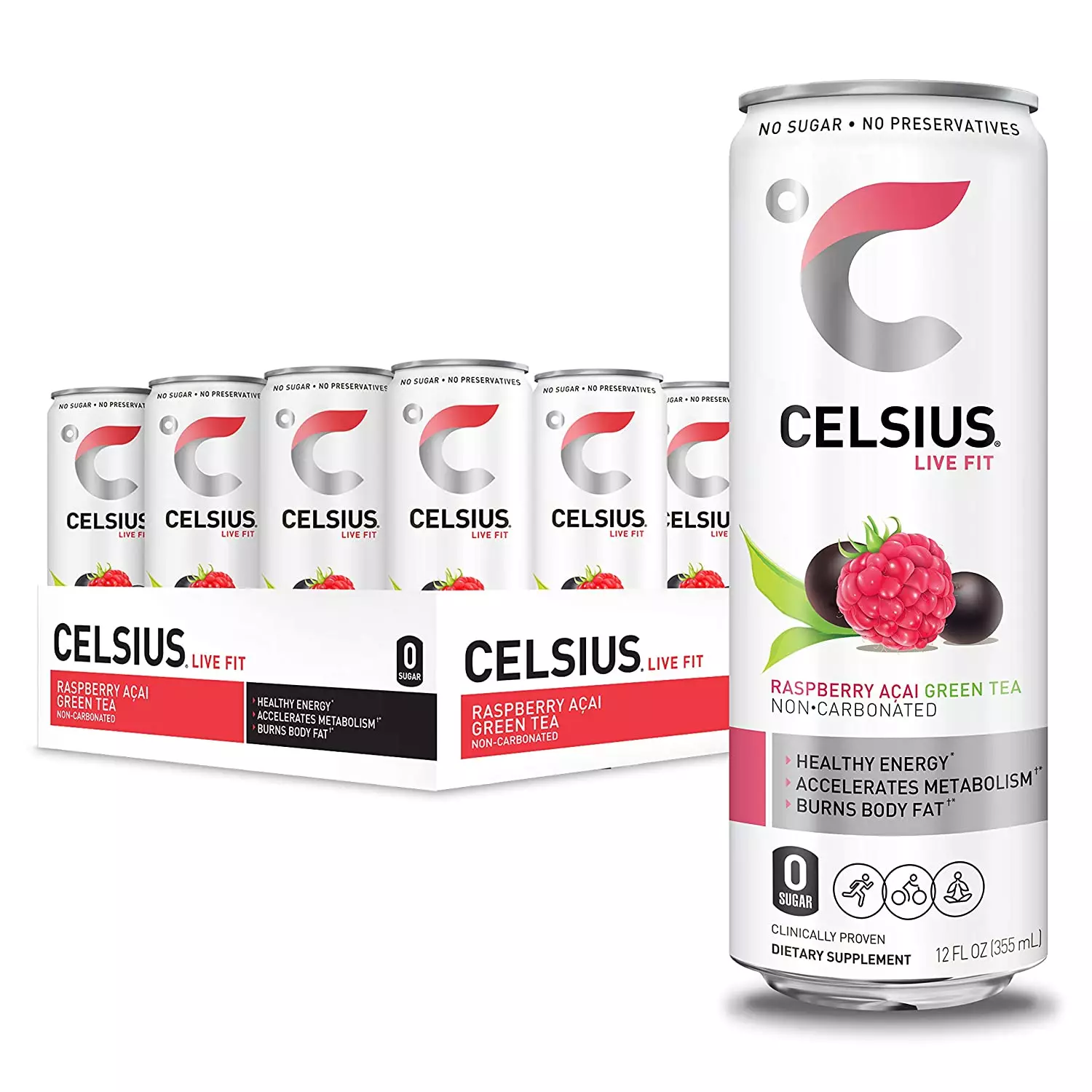 CELSIUS Raspberry Acai Green Tea Fitness Drink