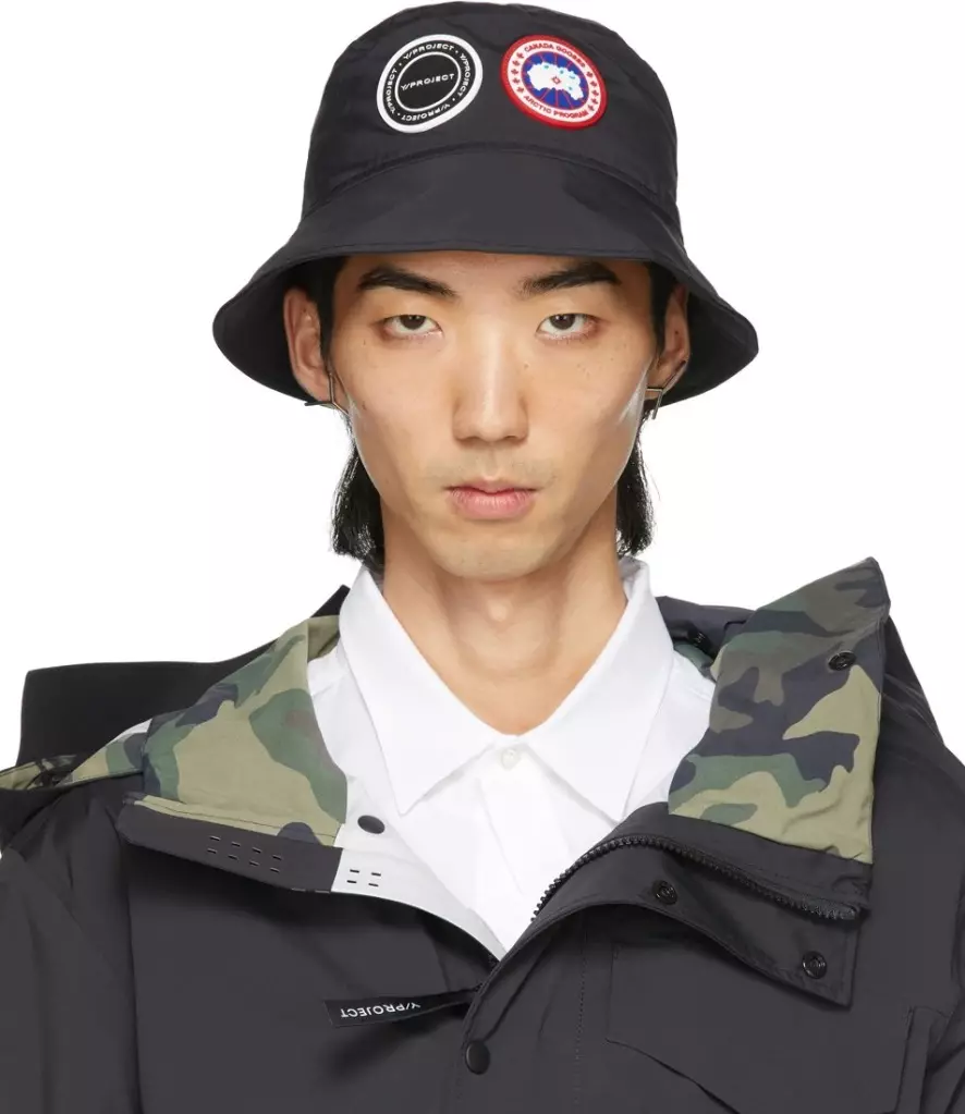 YPROJECT-SENSE-Keɓaɓɓen-Black-Kanada-Goose-Edition-Bucket-Hat