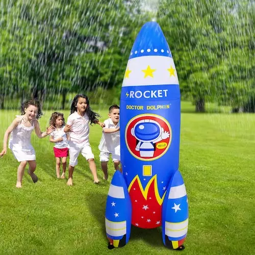I-ROYPOUTA i-Inflatable Backyard Rocket Water Sprinkler yabantwana