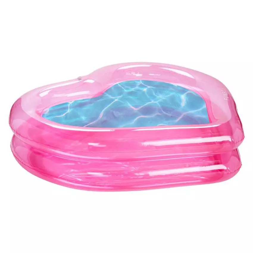حوض سباحة قابل للنفخ على شكل قلب وردي شفاف من فنبوي