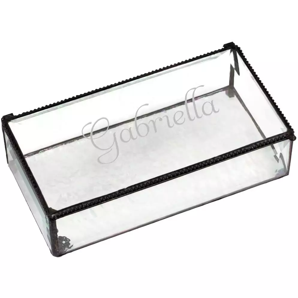 J Devlin grande caixa de joias de vidro biselado transparente personalizado
