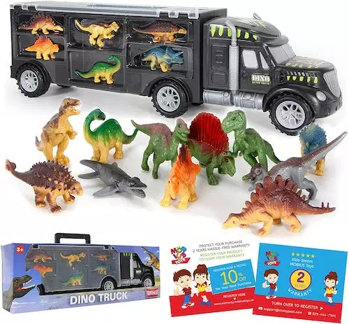 Kit de transporte de camións de dinosauros, os mellores agasallos de xoguetes de dinosauros