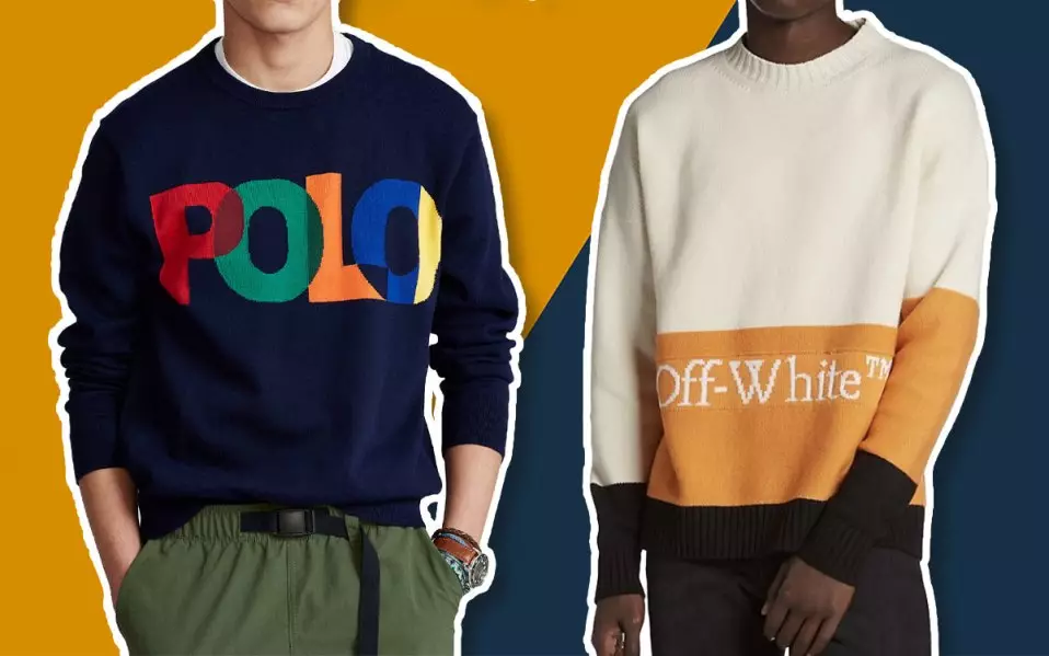 suéteres con logo de diseñador para hombre otoño