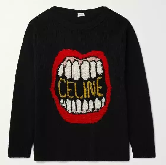 Celine-Homme-Overssiz-Logo-Intarsia-Жүн-Бленд-Свитер