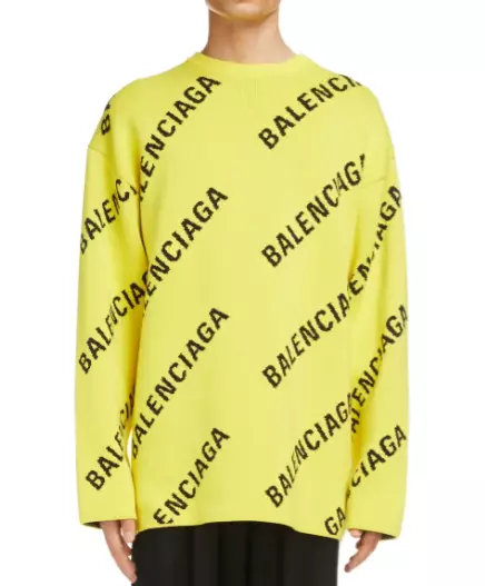 Balenciaga-Logo-Intarsia-Oversize-Crewneck-Sweater