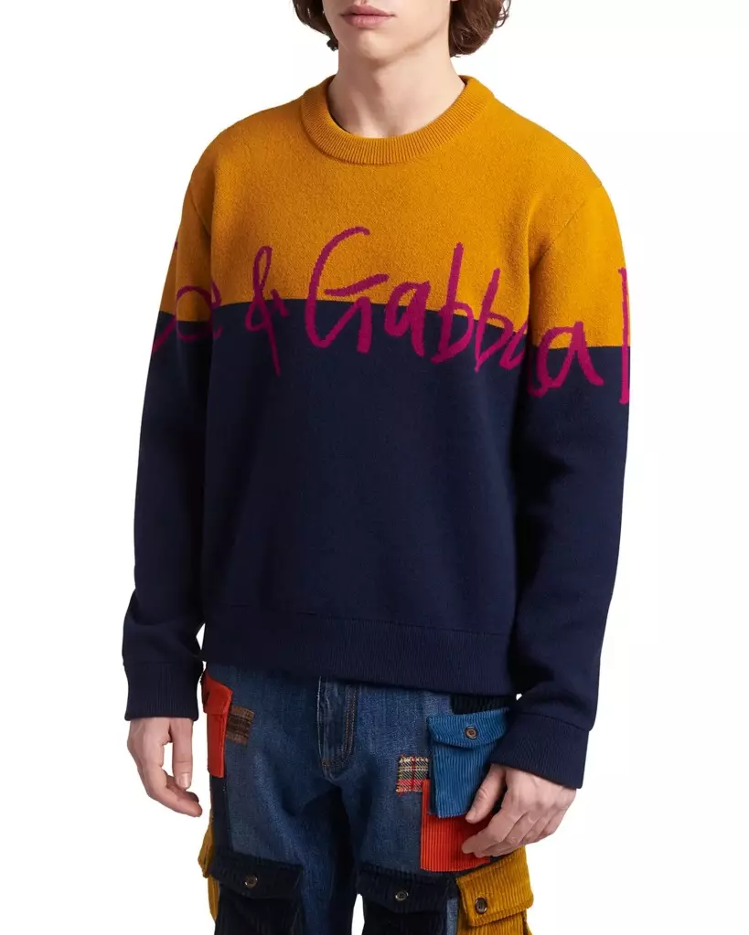 Dolce-Gabbana-Coloblock-徽标毛衣