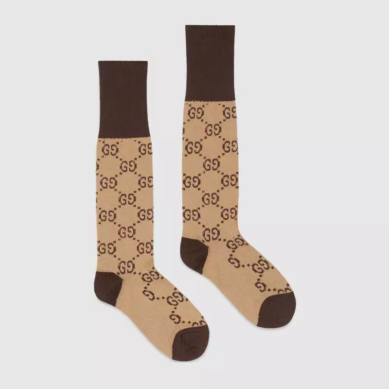 GUCCI लोगो-Intarsia Stretch Cotton-Blend Socks