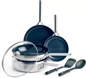 Blue Diamond cookware triarach cruach - déanta as cruach dhosmálta cookware