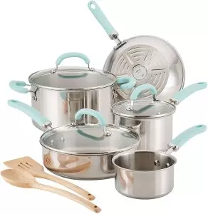 Bộ nồi và chảo thép không gỉ Rachael Ray 10 món