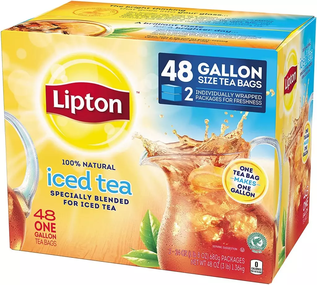 Pliculete de ceai negru cu gheață de dimensiunea unui galon Lipton