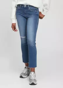 Mid Rise Distressed Vintage Slim Jeans with Washwell