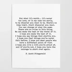 beste motivasjonsplakater f. Scott Fitzgerald sitat