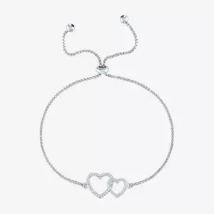 1/5 CT. T.W. Gibuhat sa Lab ang White Sapphire Sterling Silver Heart Bolo Bracelet