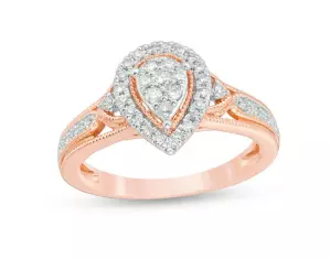 नाशपाती के आकार की हीरे की सगाई की अंगूठी, 1000 . के तहत सगाई की अंगूठी