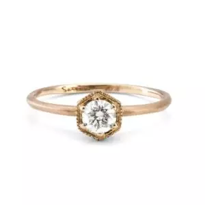 कैटबर्ड हेक्सागोन सफेद हीरे की अंगूठी, 1000 . के तहत सगाई की अंगूठी