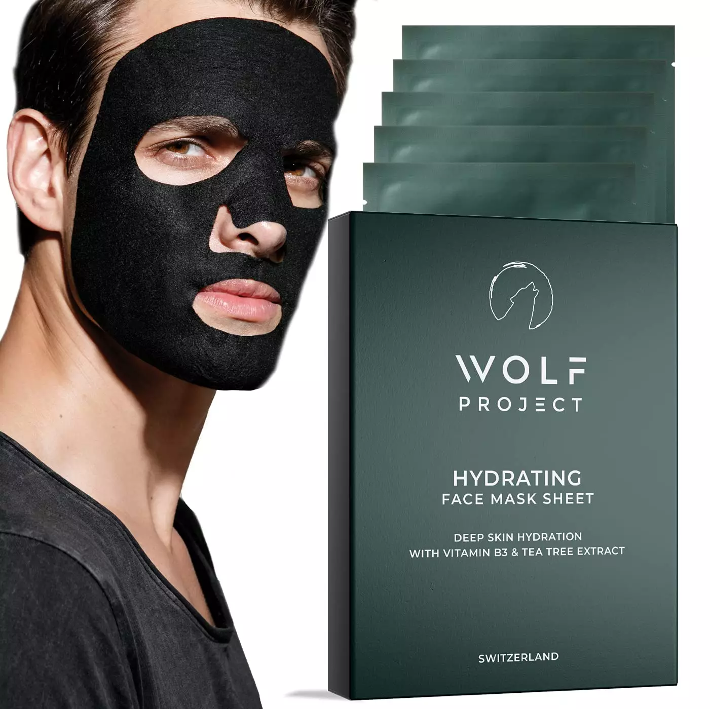 Nawilżająca maseczka do twarzy w płachcie Wolf Project dla mężczyzn; najlepsza maska do twarzy dla mężczyzn