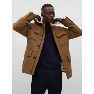 جاكيت Mango Faux-Shearling من الصوف المخلوط ، أفضل سترة شيرلينغ