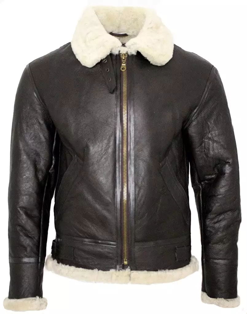 Infinity Erkekleriň kremi B3 Shearling Sheepskin 2-nji Jahan Urşy Bomber