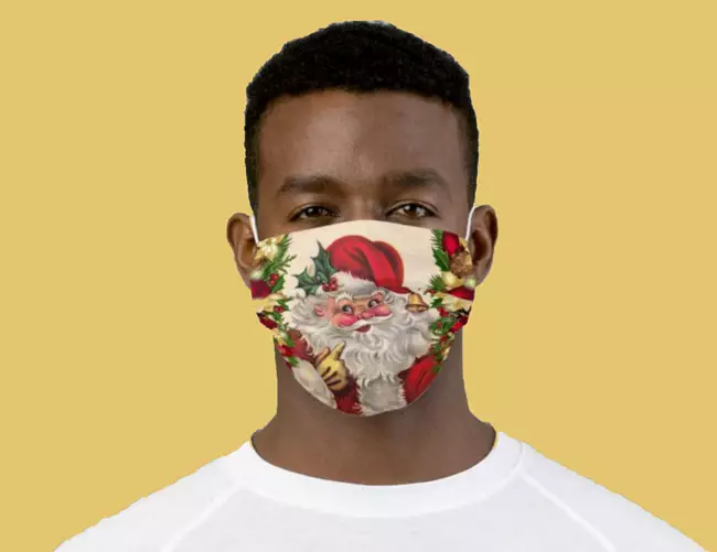 burrë i veshur me maskë për fytyrën e Krishtlindjes