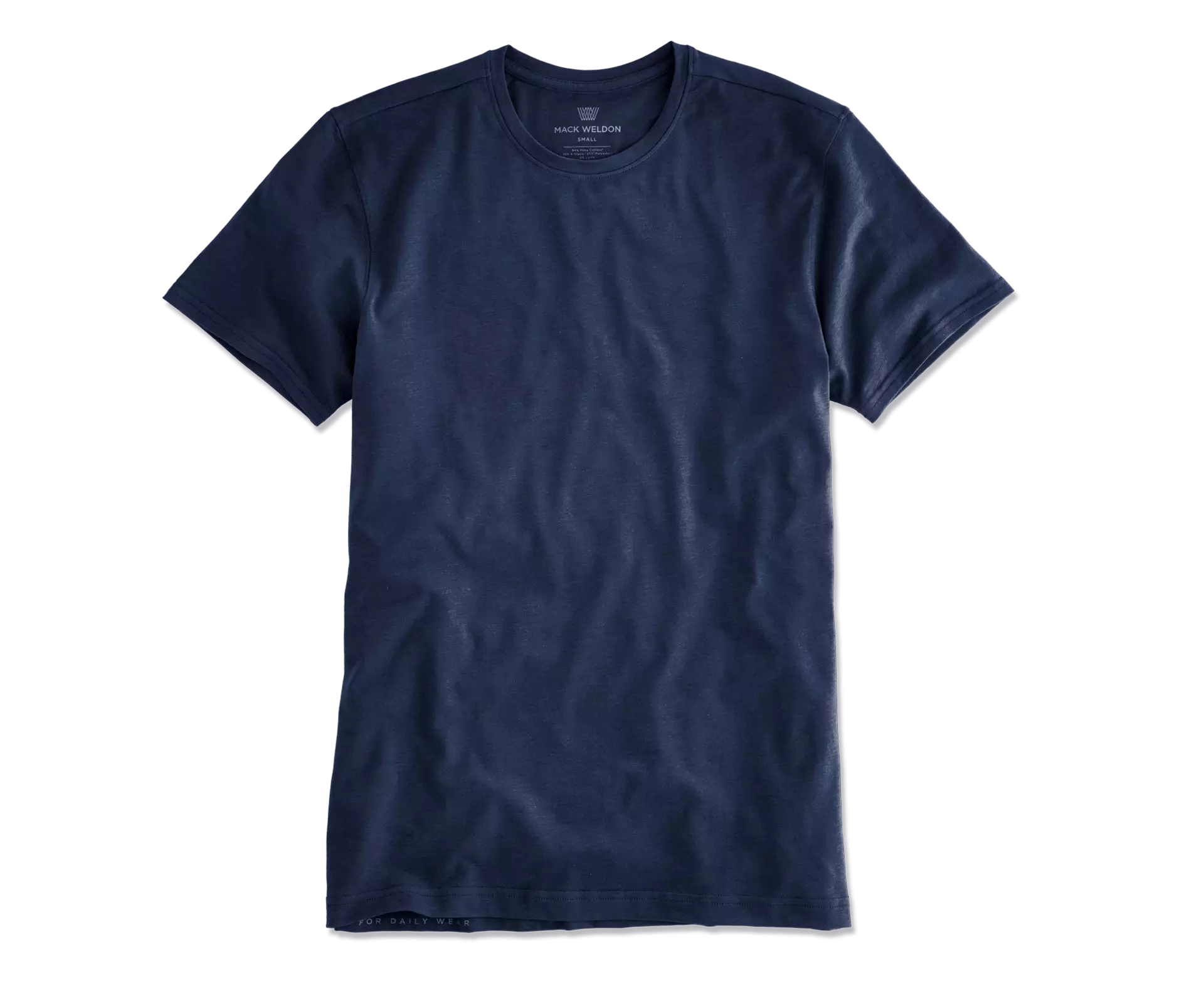 Цёмна-сіняя срэбная футболка з круглым выразам Mack Weldon; лепшыя прыталеныя футболкі