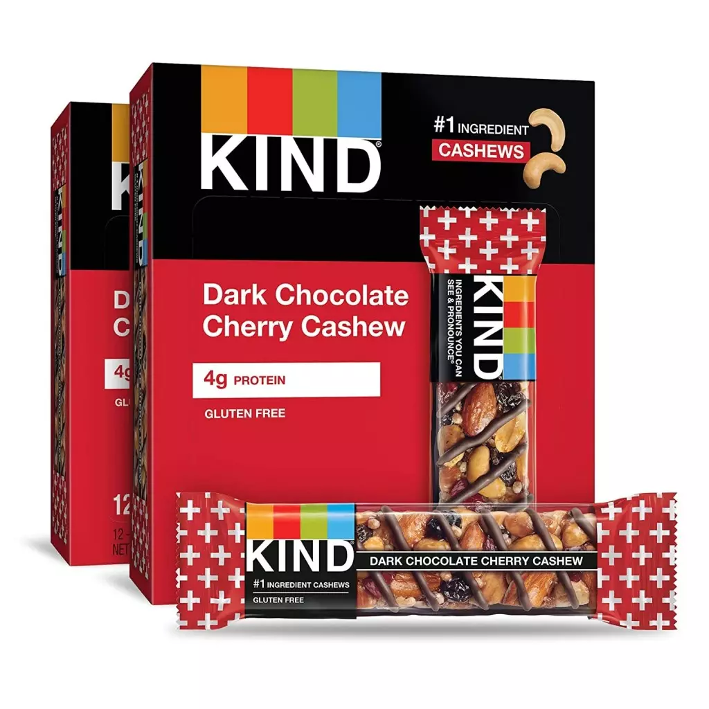 Батончики KIND, темний шоколад, вишневі кешью, найкращі закуски