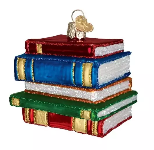 Old-World-Christmas-Stack-of-Books-Ornament, zvipo zvakanakisa zvevanoda mabhuku