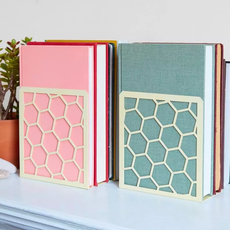 Geomodus-Honeycomb-Metal-Bookends