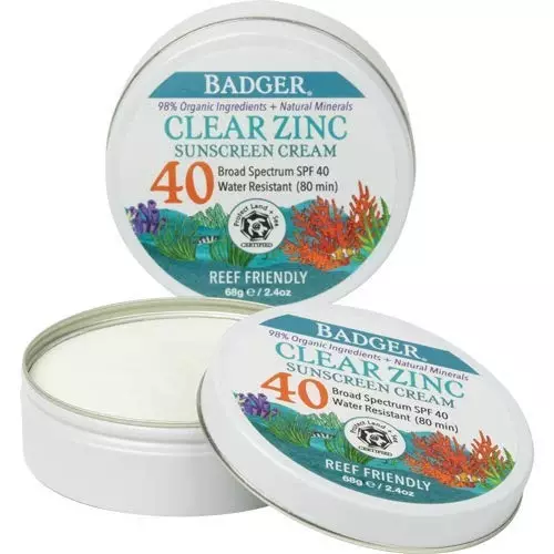 Badger Clear Zinc Sunscreen Cream, SPF 40, 최고의 천연 자외선 차단제