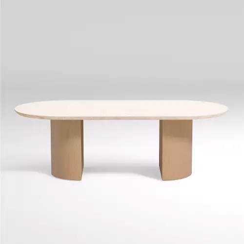 ovale travertin kofje tafel